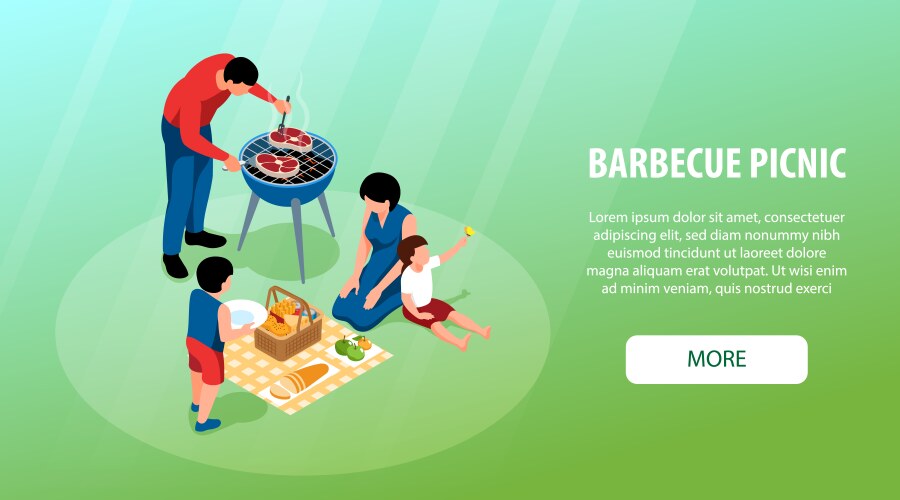 Isometric barbecue flowchart Royalty Free Vector Image