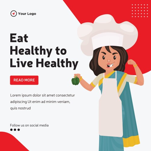 Banner design of chef lady Royalty Free Vector Image