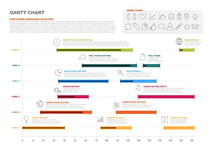 Gantt project production timeline graph Royalty Free Vector