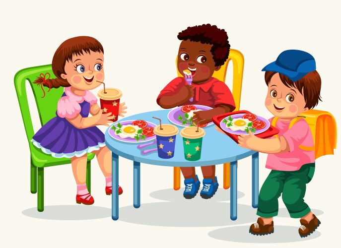 Friendly lunch girlfriends have dinner in kitchen Vector Image