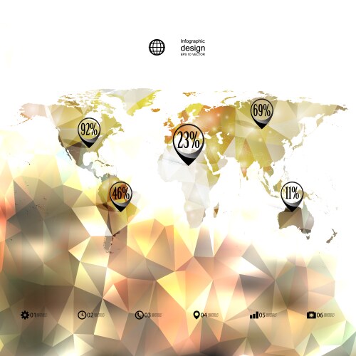 World map template triangle design infographic Vector Image