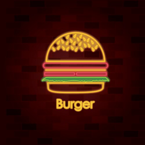 Retro neon burger cola and french fries sign Vector Image