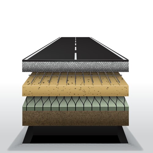 Section of asphalt road pavement layers Royalty Free Vector