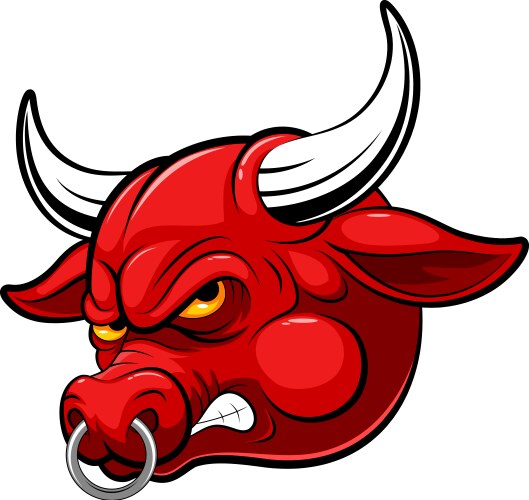 Angry red bull head roaring mascot Royalty Free Vector Image