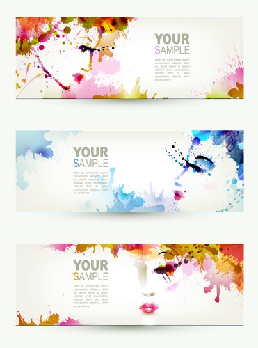 Simple three color banner headers set Royalty Free Vector