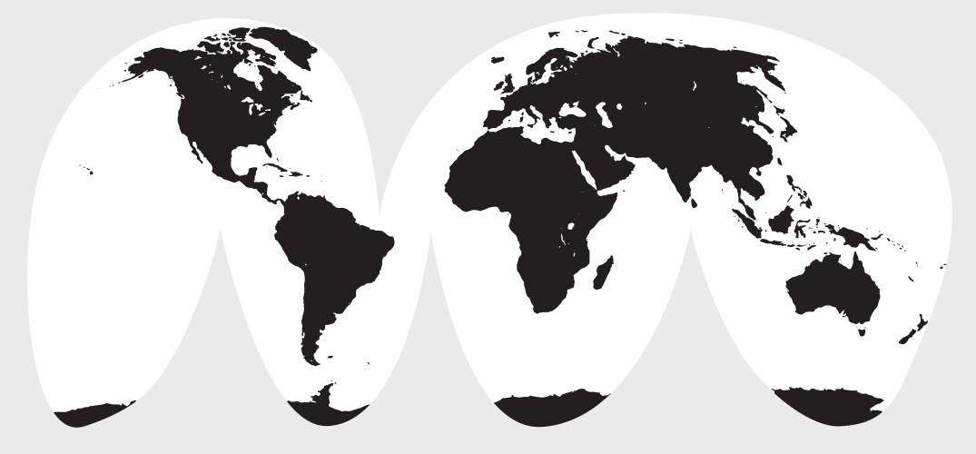 World map in robinson projection with meridians Vector Image