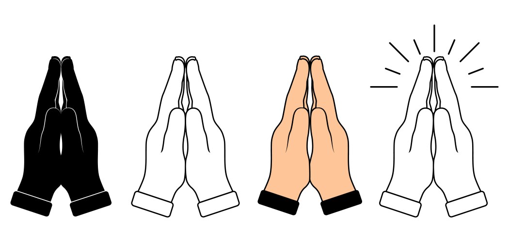 Human hands folded in prayer hand pray symbol Vector Image