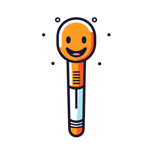 Smiling orange microphone cartoon isolated white Vector Image