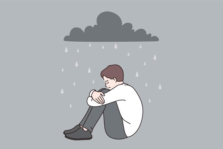 Depression frustration and loneliness cartoon Vector Image