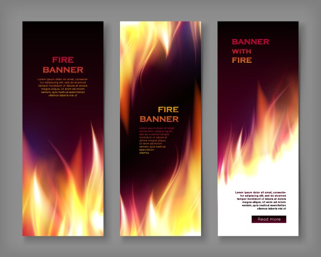Set of fire flame banner Royalty Free Vector Image