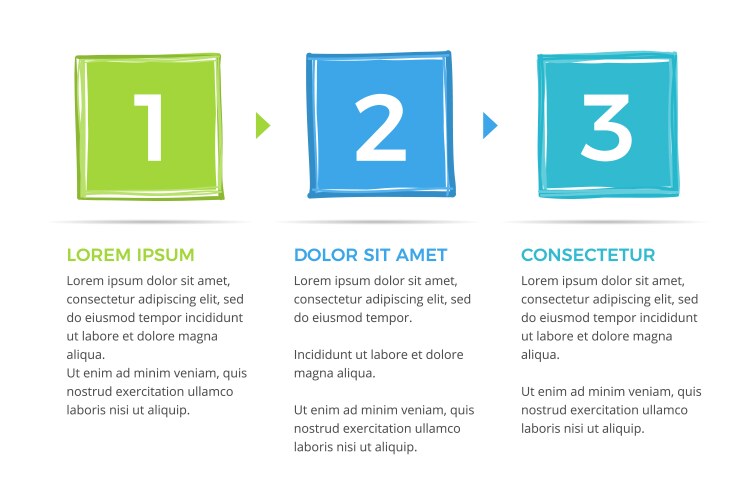 Infographic template with 3 steps Royalty Free Vector Image
