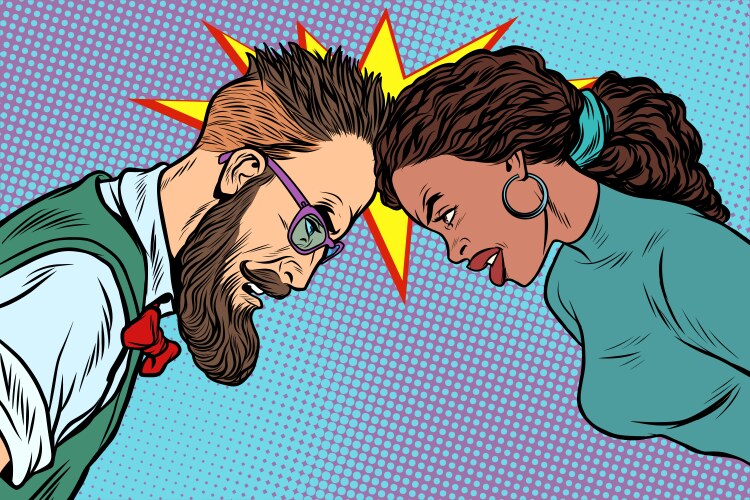 Man and woman conflict quarrel concept Royalty Free Vector