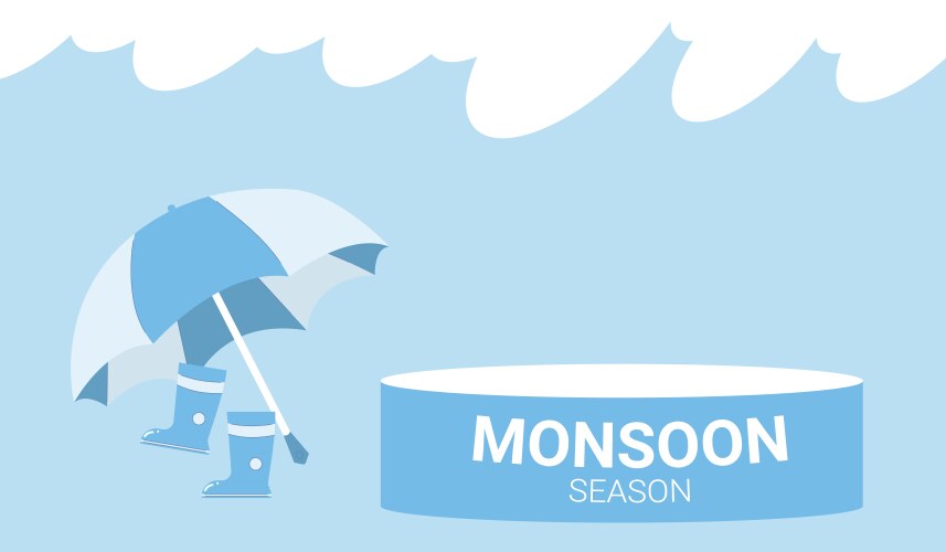 Monsoon season banner template platform Royalty Free Vector
