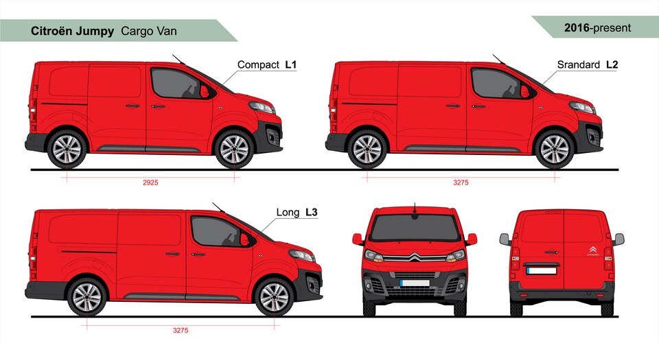 Citroen Jumpy L3 Passenger Van 2016+ Royalty Free Vector