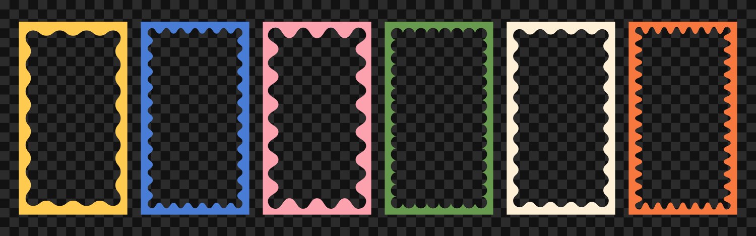 Scallop frames set zigzag wavy edges retro Vector Image