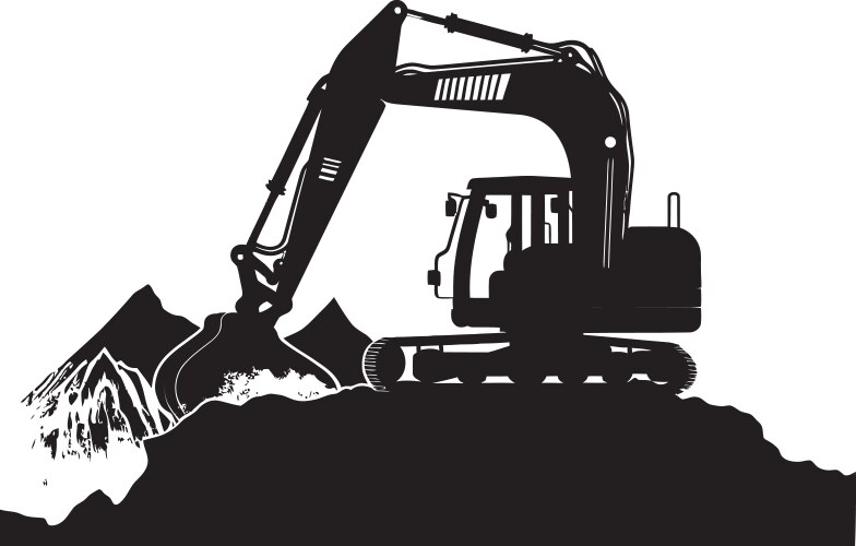 Dirt dominator excavator logo design heavy metal Vector Image