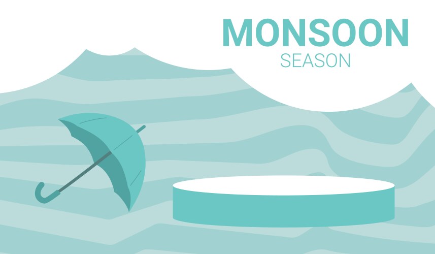 Monsoon season banner template podium Royalty Free Vector