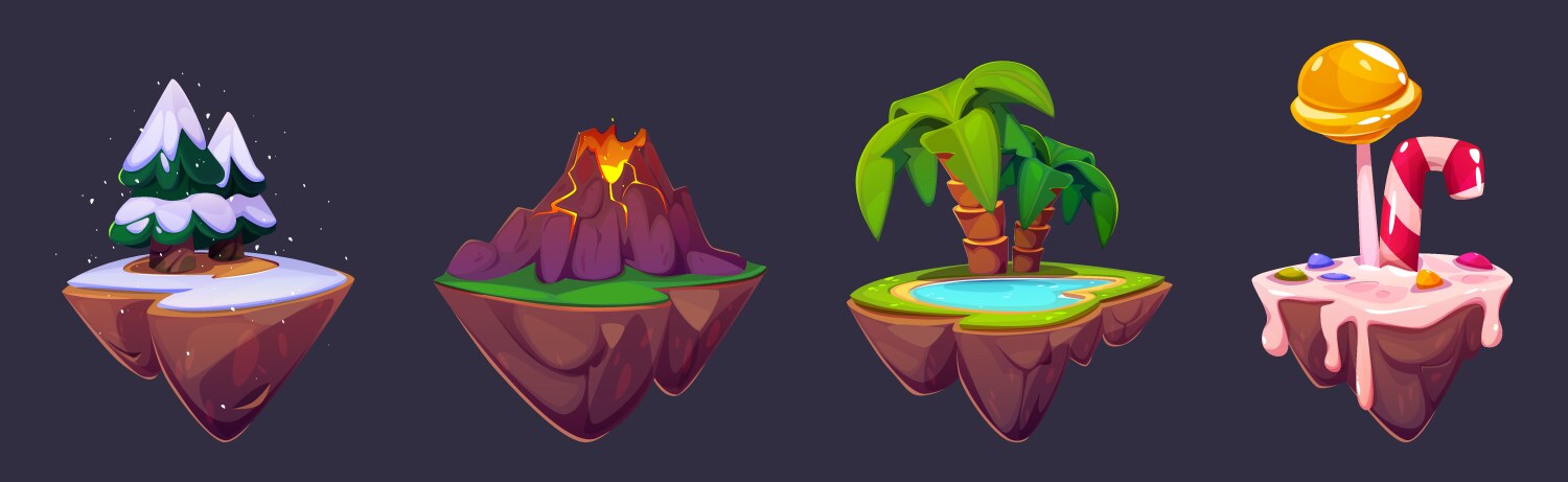 Dessert game floating islands Royalty Free Vector Image