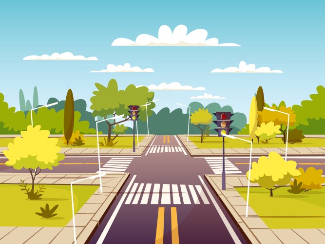 Cartoon crosswalks street road crossing highway Vector Image