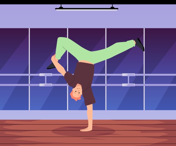 Break dancer boy showing handstands dynamic pose Vector Image