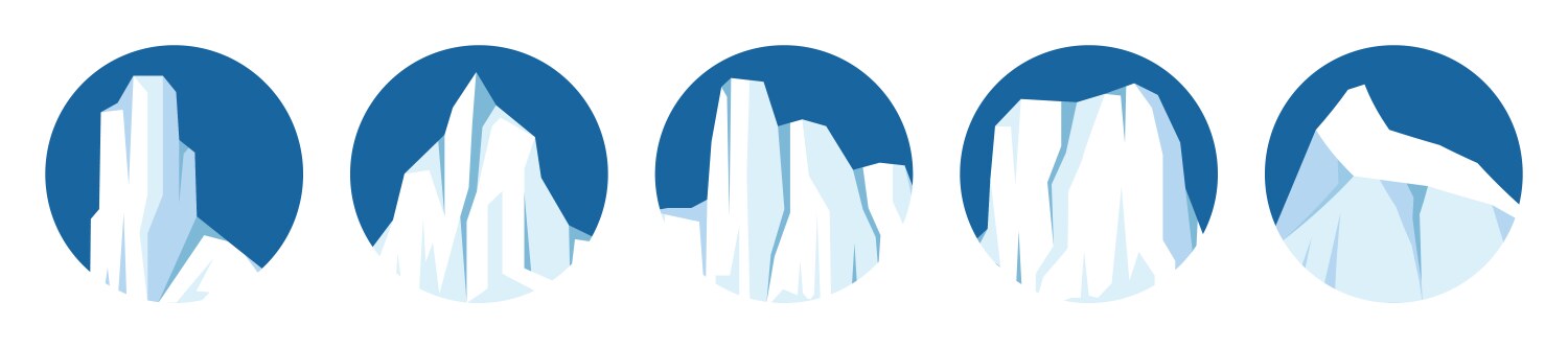 Floating icebergs collection drifting arctic Vector Image