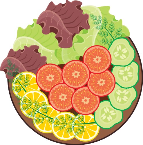 Top view food breakfast with black plate on white Vector Image