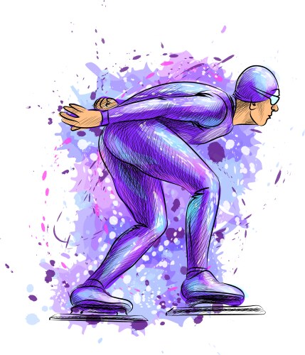 Abstract speed skaters from splash watercolors Vector Image