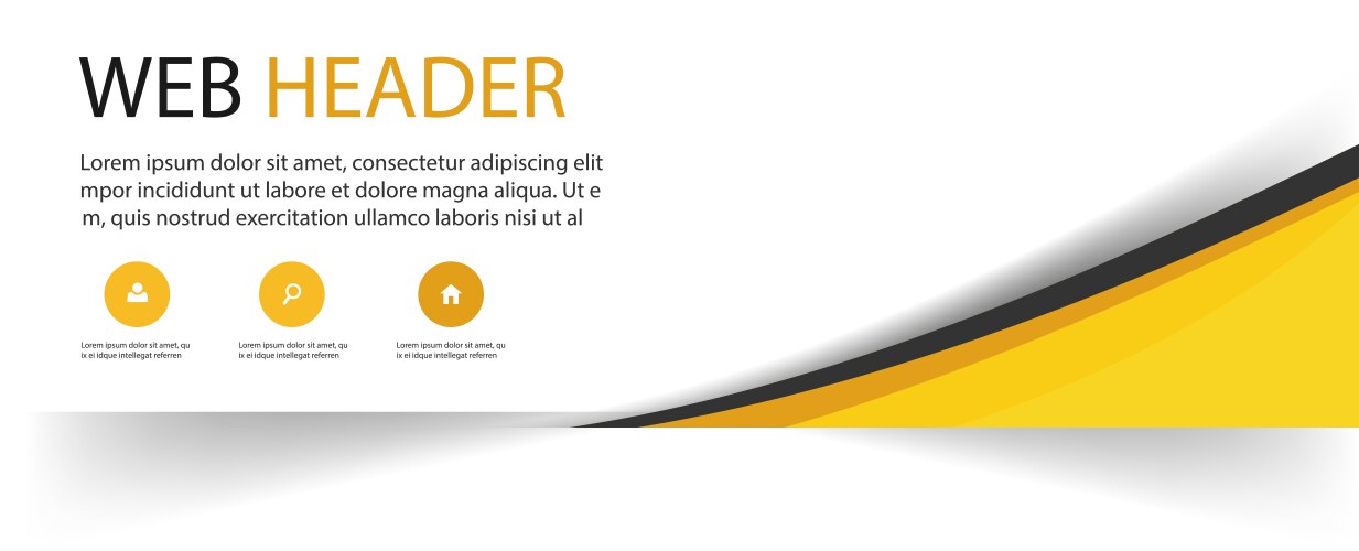 Curve black yellow header design background Vector Image