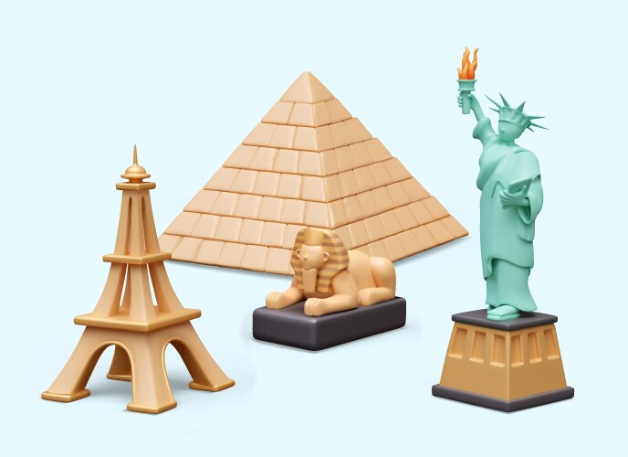 World attractions architectural monuments Vector Image