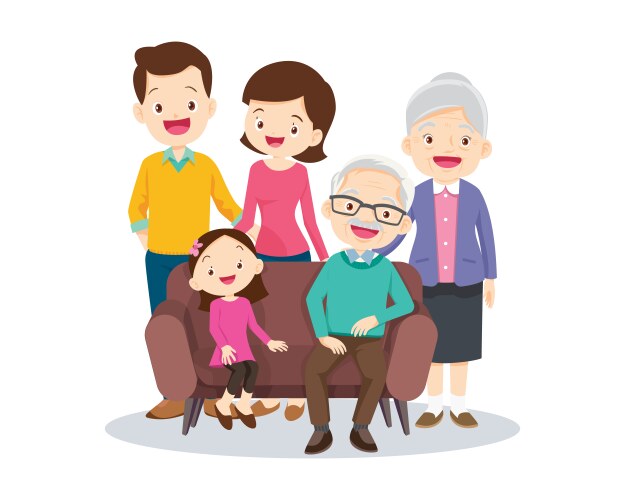Big happy multi-generational family siblings Vector Image