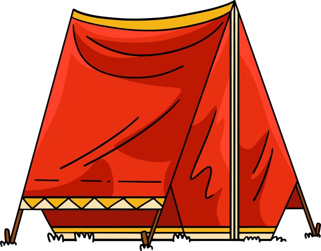 Camping tent cartoon colored clipart Royalty Free Vector