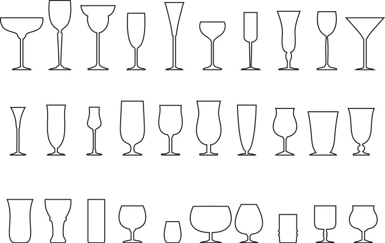 Glassware Collection Royalty Free Vector Image