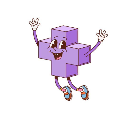 Groovy math arrow geometric figure character Vector Image