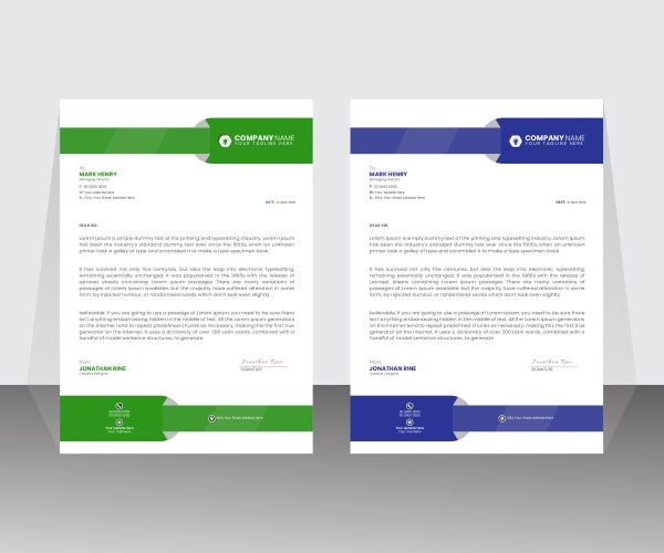 A unique letterhead design template Royalty Free Vector