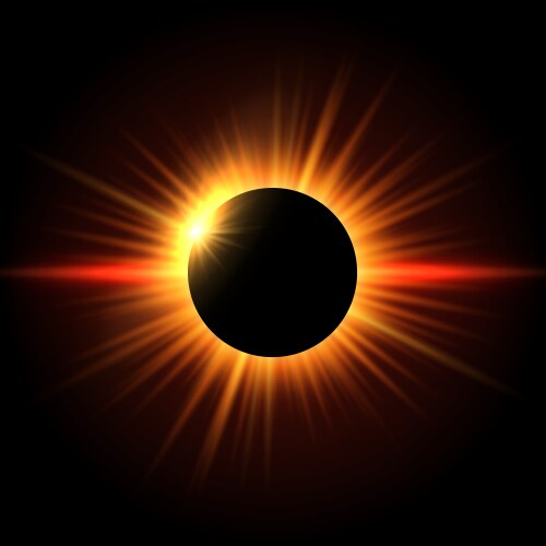 Solar eclipse bright flare on the moon edge Vector Image