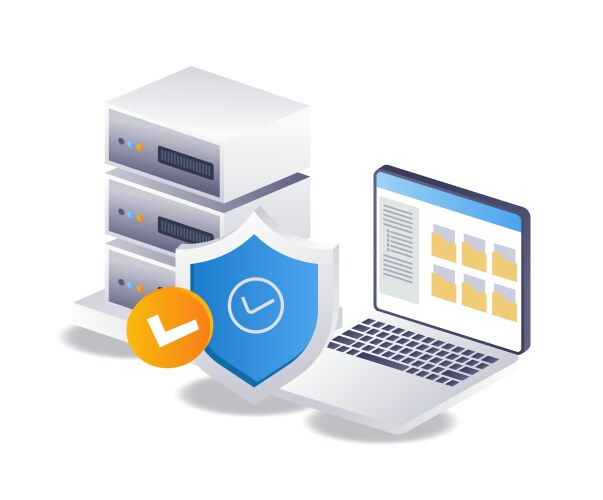 World internet cloud server infographic 3d flat Vector Image