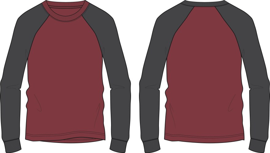 Two tone long sleeve raglan t shirt template Vector Image