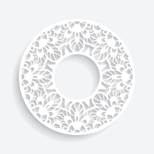 Oval frame with cutout lace border pattern Vector Image