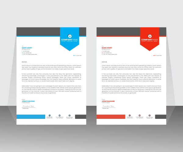 A unique letterhead design template Royalty Free Vector