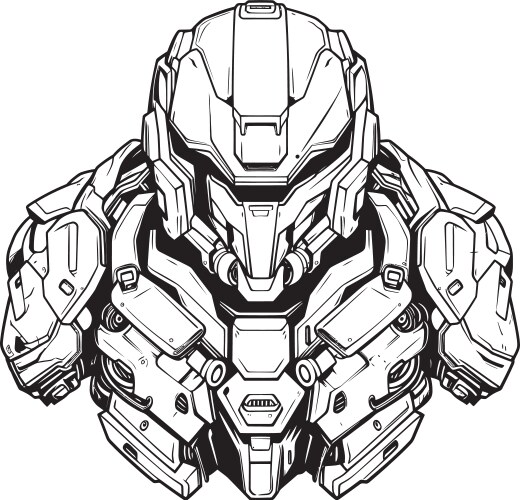 Techno sentinel logo with macha warrior mech Vector Image