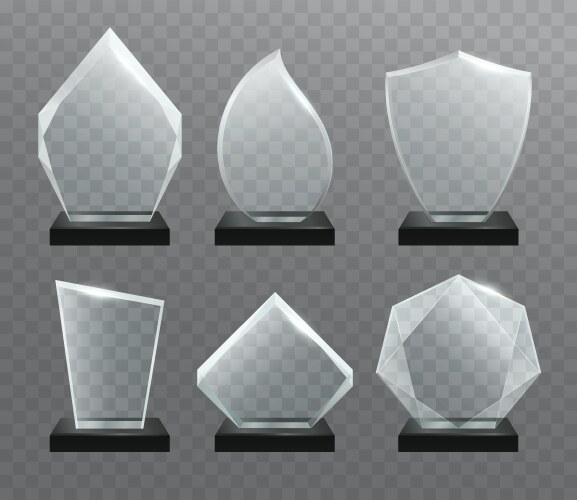 Transparent trophy awards glass award on stand Vector Image