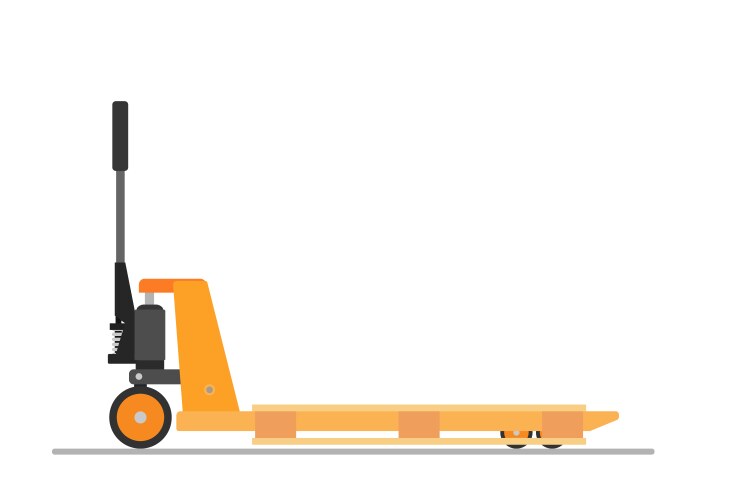 Man with hand pallet jack Royalty Free Vector Image