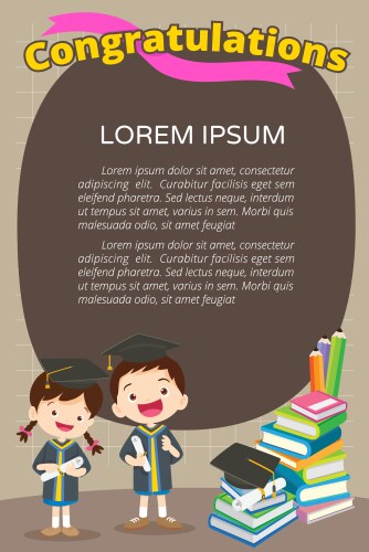 Congratulations students and big books Royalty Free Vector