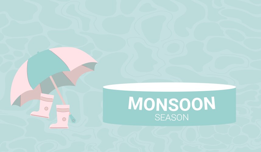 Monsoon season banner template podium Royalty Free Vector