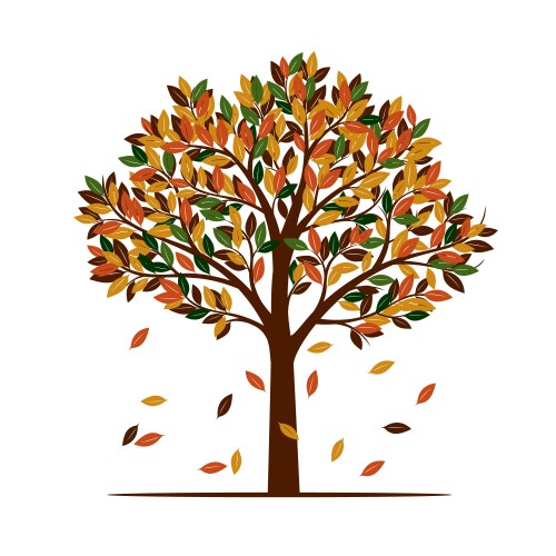 Autumn stylized tree with falling leaves Vector Image