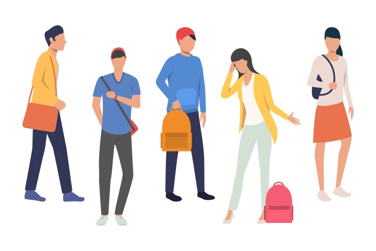 College students in university clothing Royalty Free Vector