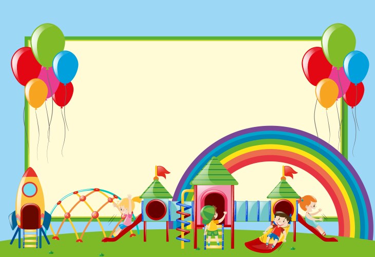 Border design with children in the playground Vector Image