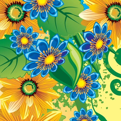 Seamless sunny floral pattern Royalty Free Vector Image