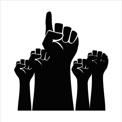 Hand rising to the top silhouette Royalty Free Vector Image