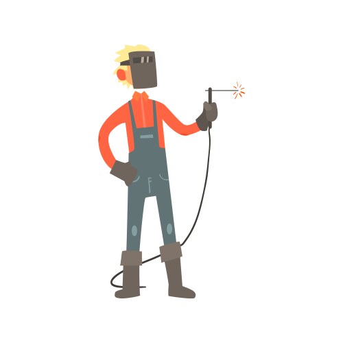 Welder with a tool for welding Royalty Free Vector Image